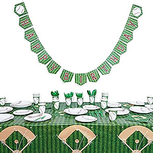BLUE PANDA Baseball Tablecloth Birthday Party Plastic Table Cover (54 x 108 in, 3 Pack)