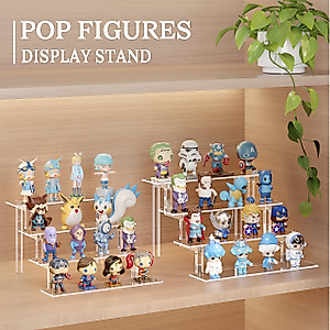 Acrylic Risers Display Stands, Clear Perfume Organizer, 4 Tier Diaplay Riser Shelf Compatible with Funko POPs Amiibo Nendoroids, Lotion Holder Cupcake Stand Shot Glass Display Tiered Table Shelf Stand