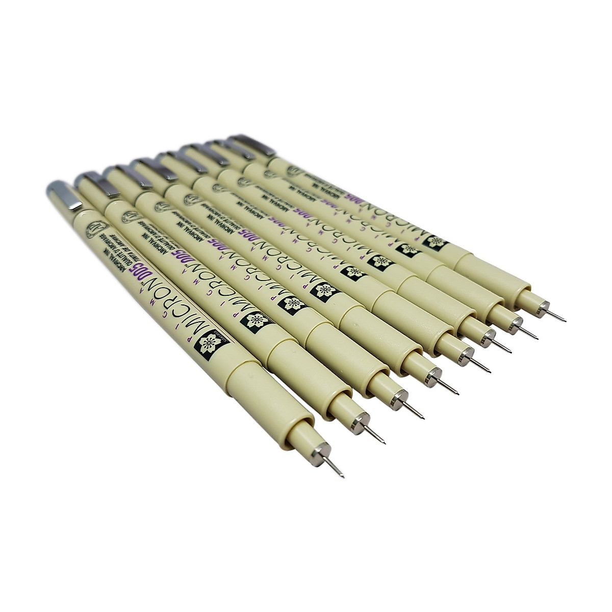 Sakura Pigma Micron pen 005 Black ink marker felt tip pen, Archival pigment ink, fine point for artist drawing pens - 8 pen set