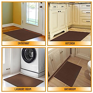 Machine Washable Modern Solid Design Non-Slip Rubberback 2x3 Traditional Area Rug for Entryway, Bedroom, Kitchen, Bathroom, 2'3" x 3', Brown