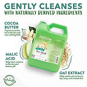 TropiClean Cocoa Butter Ear Wash for Dogs & Cats | Alcohol Free Dog Ear Cleaner Solution | Pet Ear Wash Derived from Natural Ingredients | Made in The USA | 1 Gallon