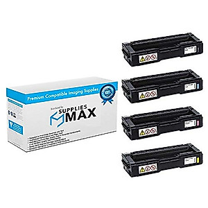 SuppliesMAX Compatible Replacement for Ricoh SP-C250/SP-C260/SP-C261 Series Toner Cartridge Combo Pack (BK/C/M/Y) (Type C250A) (40754MP)
