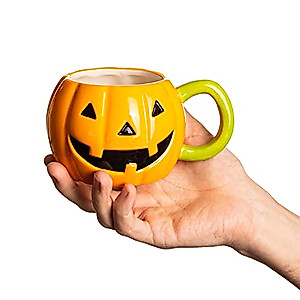 Jack-O-Lantern Trick Or Treat Pumpkin Ceramic Coffee Mugs – 2 Pack – 15oz Halloween Mug