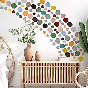 Epakh 296 Pcs Polka Dots Wall Decal Playroom Wall Decor Gifts Boho Rainbow Kids Wall Art Colorful Room Nursery Bedroom Classroom Watercolor Wall Decals Peel and Stick Modern(Dark Colors)