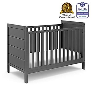 Storkcraft Nestling 3-in-1 Convertible Crib (Gray) - Easily Converts to Toddler Bed and Daybed, Planked End Panels for Transitional Style