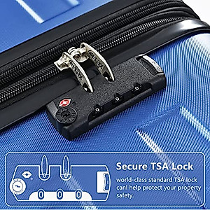 Merax 3 Piece Expandable ABS Hardshell Luggage Sets Spinner Wheel Suitcase TSA Lock Suit Case, Navy, 20/24/28 Inch