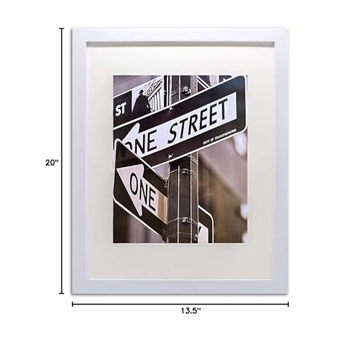 The Display Guys 16x20 White Picture Frame - Solid Pine Wood, Tempered Glass, matted for 11x14 Photo + Collage Mat Board for 4-5x7 Photo