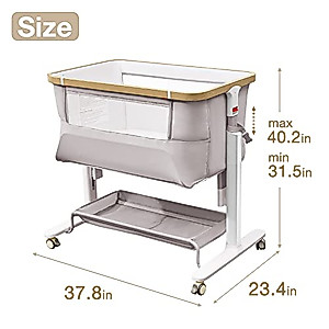 RONBEI Baby Bassinet Bedside Sleeper, Bedside Bassinet with Storage Basket and Wheels, Easy Folding Bassinets Bedside Cribs for Baby/Infant/New Borns