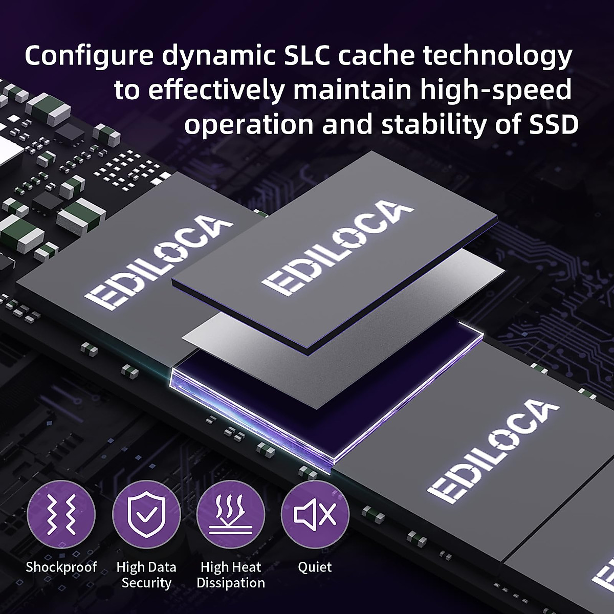 Ediloca EN600 PRO SSD 1TB PCIe 3.0 Gen 3x4, NVMe M.2 2280, Up to 3500MB/s, Internal Solid State Drive, SLC Cache 3D NAND TLC, Graphene Cooling Sticker, Storage for PC, Desktop and Laptops