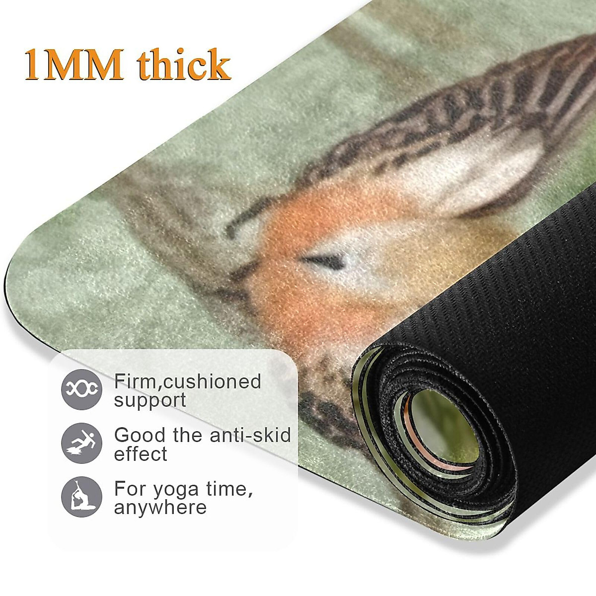 GOODOLD Pretty Bird Yoga Mat, 71 x 26 Inch Non-slip Yoga Mats Folding Travel Exercise Mat Indoor Outdoor Gym Pilates with Storage Bag for Women Men