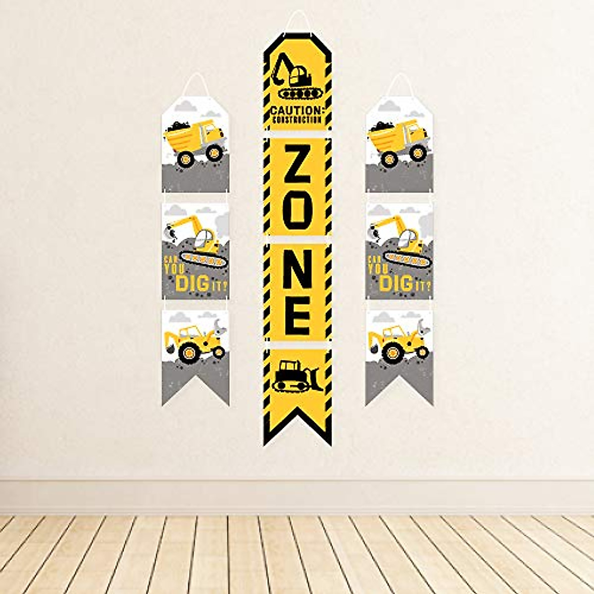 Big Dot of Happiness Dig It - Construction Party Zone - Hanging Vertical Paper Door Banners - Baby Shower or Birthday Party Wall Decoration Kit - Indoor Door Decor