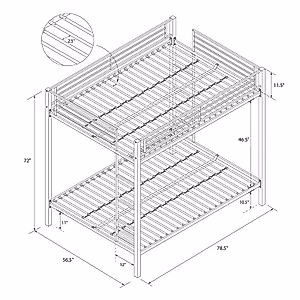 DHP Full over Full Bunk Bed for Kids, Metal Frame with Ladder (Black)