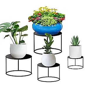 Plant Stand 4 Pack Mid Century Modern Simple Small Plant Stand Indoor Outdoor for Heavy Plant Pots Multiple Height Size Corner Plant Holders -Gifts for Plant Lovers-Black