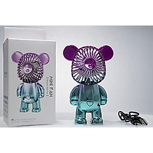 Lizihaowu Handheld Fan Rechargeable USB Mini Fan Portable, Cute Bear Fan, Eyelash Fan For Kids Girls Women Home/Travel/Outdoor/Makeup/violet-blue gradation