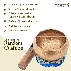 Tibetan Singing Bowl Set - 4.5” inches Sound Bowl Meditation Set - Meditation Bowl with Random Cushion and Mallet - Cuencos Tibetanos for Sound Bath and Healing