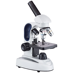AmScope M149C-2L-E Digital Compound Monocular Microscope, WF10x and WF25x Eyepieces, 40x-1000x Magnification, Upper and Lower LED Illumination, Brightfield, Single-Lens Condenser, Plain Stage, 110V or Battery-Powered, Heavy-Duty Metal Frame, Includes 0.3M