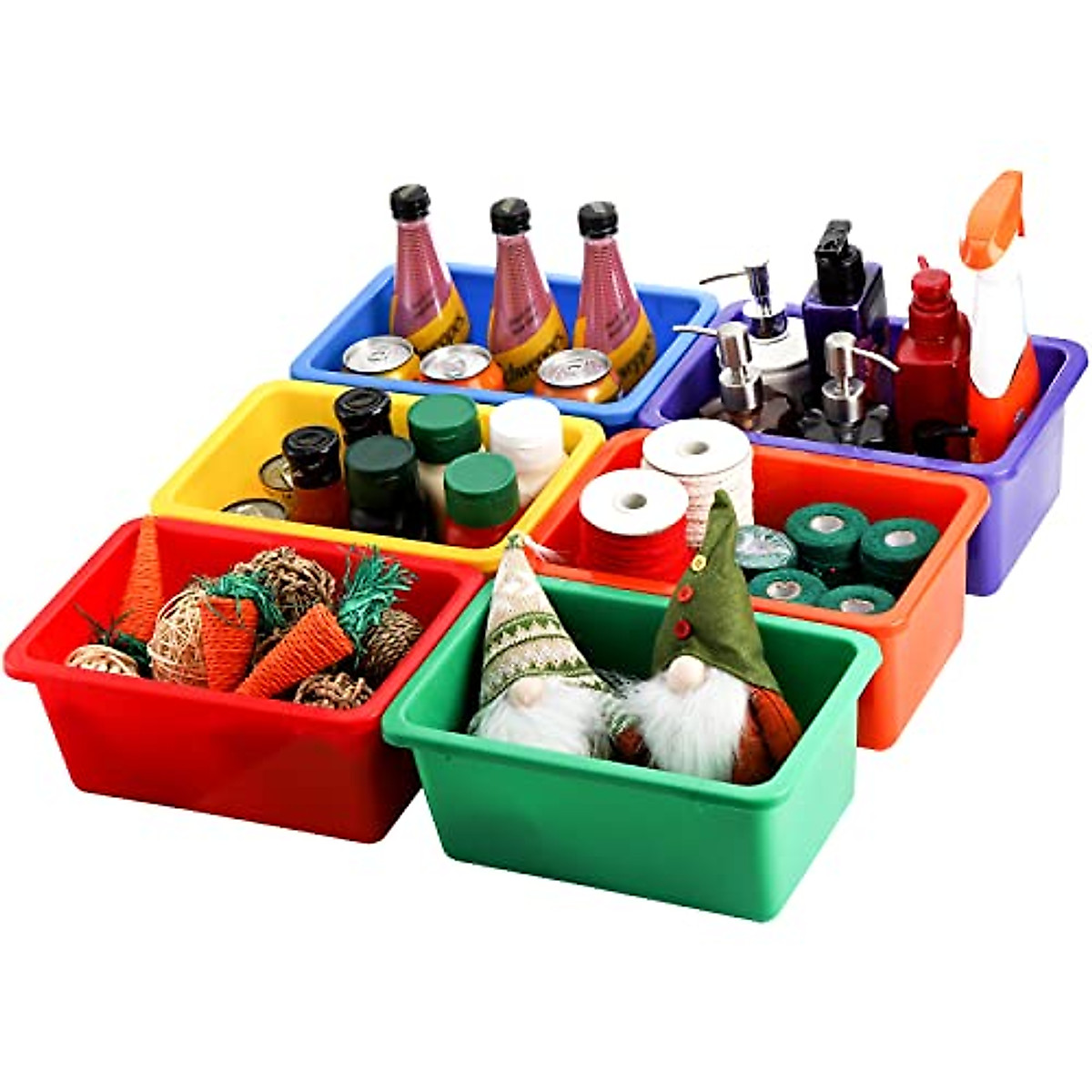 Nicunom 6 Pack Cubby Bin Storage Bins, Multi-Purpose Plastic Storage Bins Stackable Organizer Storage Cubbies for Home, Nursery, Playroom, Classroom