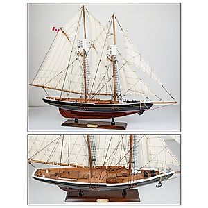 SAILINGSTORY Wooden Sailboat Model Ship Bluenose 1/60 Scale Replica Schooner Sailboat Decor Large