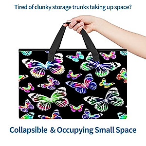 BOLIMAO Car Trunk Organizer Butterflies Black Background Back Seat Large Organizer Cargo Storage with Dividers Collapsible Trunk Cargo Organizer Tote Bag for Groceries SUV Sedan Camper Camping