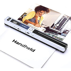 MUNBYN Portable Scanner, Photo Scanner for A4 Documents Pictures Pages Texts in 900 DPI, Flat Scanning, Include 16G SD Card, Wand Document Reader Uploads Images to Computer Via USB Cable, No Driver