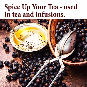 The Spice Way Juniper Berries - Whole berries, pure, no additives, Non-GMO, no preservatives, (4 oz) great for cooking and for spicing tea, syrup, meat, beef, turkey, soups and more. resealable bag