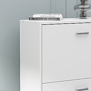 Hitow Shoe Storage Cabinet, Narrow Shoe Cabinet with 3 Flip Drawers & Adjustable Shelf, Space Saving Entryway Freestanding Shoe Rack, White (23.6" W x 9.4" D x 45.5" H)