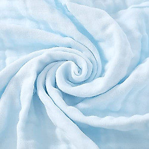 HardNok Muslin Baby Blanket for Newborn 6 Layer Pure Cotton Receiving Blankets, Breathable and Lightweight, Super Soft Multi-use Blanket for Boys and Girls in All Seasons. (Blue)