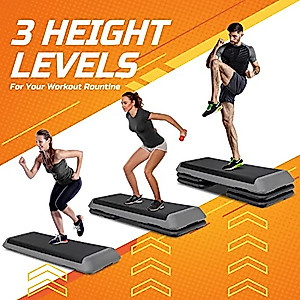 ZENY 43'' Exercise Aerobic Step Platform Adjustable Fitness Stepper with 4 Detachable Risers Fitness Workout Stepper for Home Gym Cardio Strength & Training