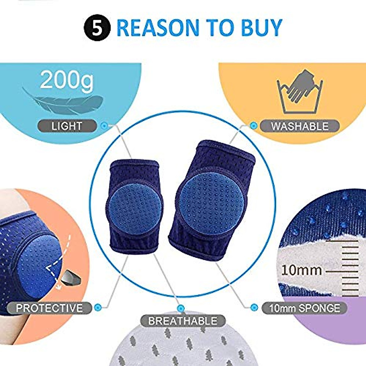 Baby Knee Pads for Crawling, Crawling knee pads for babies,Adjustable Anti Slip Breathable for Crawling Toddling(Unisex-3 sets,blue+grey+green,Size M)