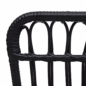 vidaXL Poly Rattan Black Patio Chair - Weather-Resistant Outdoor Seating Furniture with Powder-Coated Steel Frame - Easy to Assemble