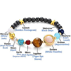 CULOVITY Handmade Universe Guardian Bracelets Nine Planets Star Natural Stone Astronomy Bracelet for Women Men Gift 1Pcs