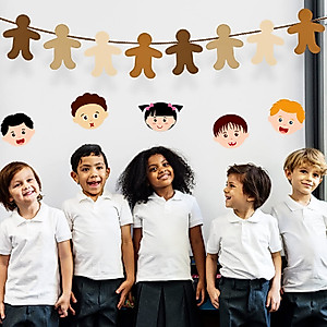 Containlol 100 Pcs Multicultural Faces People Cutouts 5.5 Inch Creative Cut Outs Blank People Shaped Paper Dolls Figures for Kids Crafts Project Early Childhood Education Multicultural Decoration