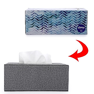 Sumnacon Tissue Box Cover Rectangle Linen Tissue Box, Stylish Tissue Box Holder with Magnetic Bottom,Decorative Tissue Cover for Bathroom Living Room Toilet Table Desk Office Car, Grey