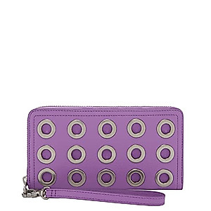 Fossil Logan Zip Around Clutch, Bright Purple Grommets