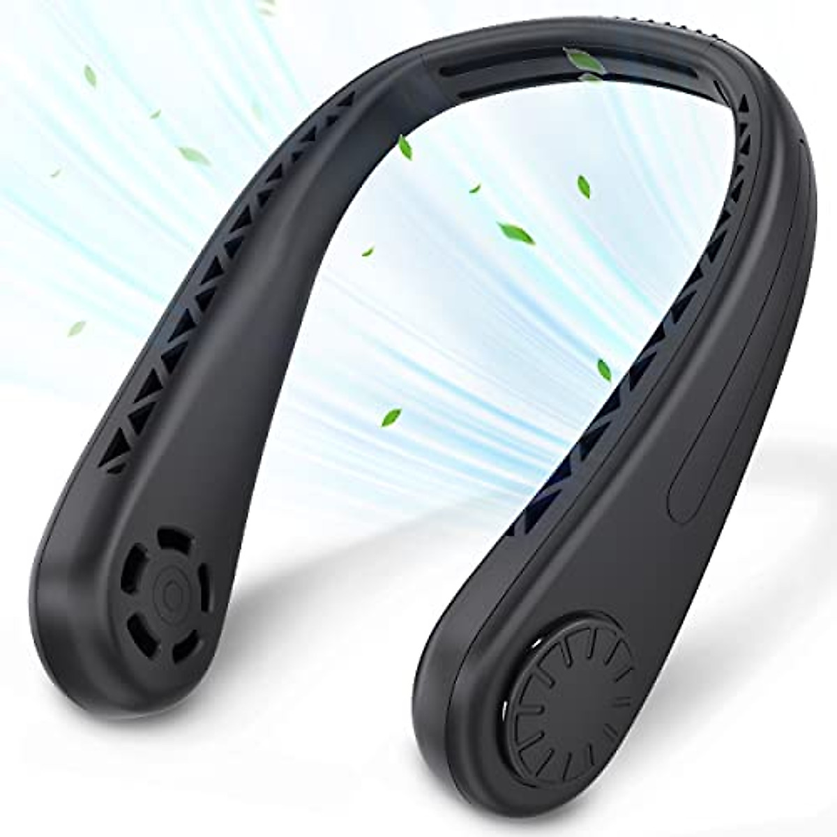 ASNUG Neck Fan, Bladeless Neck Fan, USB Rechargeable Personal Fan, 360° Hands Free Wearable Fan, 3-Speed Adjustable,Faster Cooling, Ultra Quiet, Suitable for Home, Office, Travel, Sports