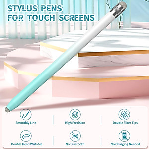 OJIOG Stylus Pens for Touch Screens (4Pcs), 2 in 1 Universal Stylus Pen for iPad, High Sensitivity & Precision Stylus with Double Fiber Tips, Compatible with iPad/iPhone (Mixed Four Colors)