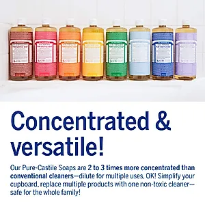 Dr. Bronner's - Pure-Castile Liquid Soap (Eucalyptus, 32 ounce, 2-Pack) - Made with Organic Oils, 18-in-1 Uses: Face, Body, Hair, Laundry, Pets and Dishes, Concentrated, Vegan, Non-GMO