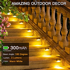 MAXvolador 20-Pack Deck Lights, Solar Powered Step Light Waterproof, LED Outdoor Fence Lighting for Stairs Patio Path Yard Garden Decor, Warm White