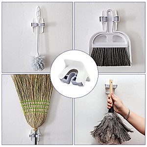 4 Pcs Broom Gripper Mop Racks Holders Wall Mount Self Adhesive Hanging Organizer, Free Punching Broom Folder, Suitable for Home Garage