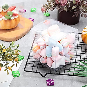 100 Pcs Clear Favor Boxes Plastic Gift Boxes 4 x 4 x 4 Inch Candy Boxes Clear Gift Boxes Transparent Box PET Clear Box for Wedding Bridal Baby Shower Party Favors Cupcake Macaron Candy Cookie Ornament