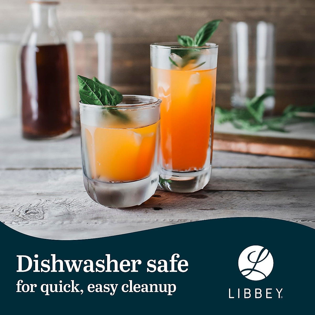 Libbey Polaris Tumbler and Rocks Glass Set, Clear Drinkware Glasses Set, Short and Tall Water Glasses with Modern Clean Lines, Dishwasher Safe Drinking Glasses Set of 16