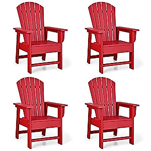 Giantex Adirondack Chair, Kids HDPE Patio Chair Lawn Chair with Ergonomic Backrest for Deck, Porch, Backyard, Poolside, Indoor, Weather Resistance Toddler Outdoor Chair (1, Red)