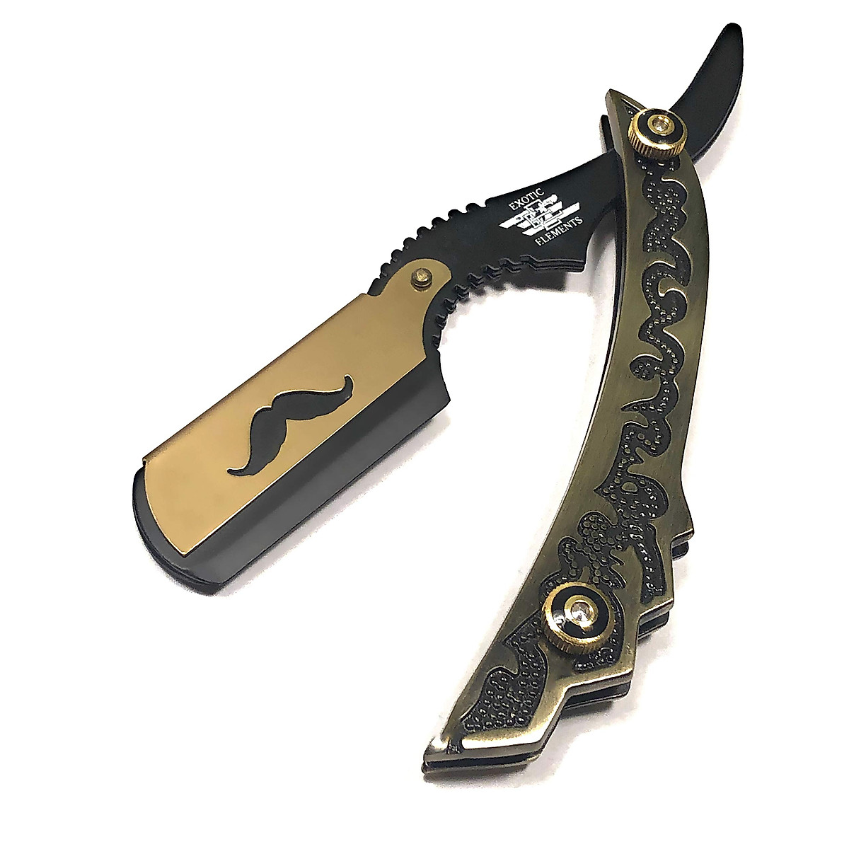 Steel Handle Straight Edge Barber Shaving Razor Limited Edition In Bronze Gold