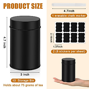 10 Pcs Tea Tin Canister Metal Tea Canister Round Tin Can with Airtight Lid Tea Double Sealed Tea Canisters, with 1 Erasable Chalk Marker and 16 Stickers for Loose Leaf Tea Coffee Sugar, 16 oz