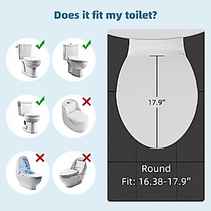 Hibbent Round Bidet Toilet Seat with Slow Close, Non-Electric Bidet Attachment for Toilet Seat with Dual Nozzle, Bidet Sprayer with Adjustable Self-Cleaning Nozzles, Brass T Adapter