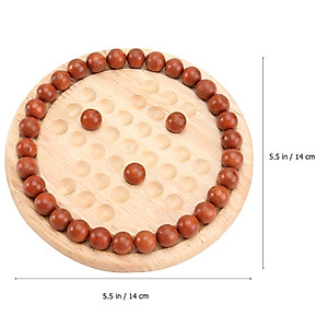 NUOBESTY Wooden Solitaire Board Game Brain Game Set Solitaire Chess Bead Wood Marbles Chess Puzzle Peg for Students Adults（14x14x2.8 cm）