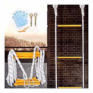 QWEASDF Sturdy Fire Escape Ladder, Emergency Fire Escape Rope Ladder, Flame Resistant Safety Evacuation Ladder, Fast to Deploy, Non-Slip, Easy to Use, 900 LB, for Home, Office, Outdoor,5m/16.4ft