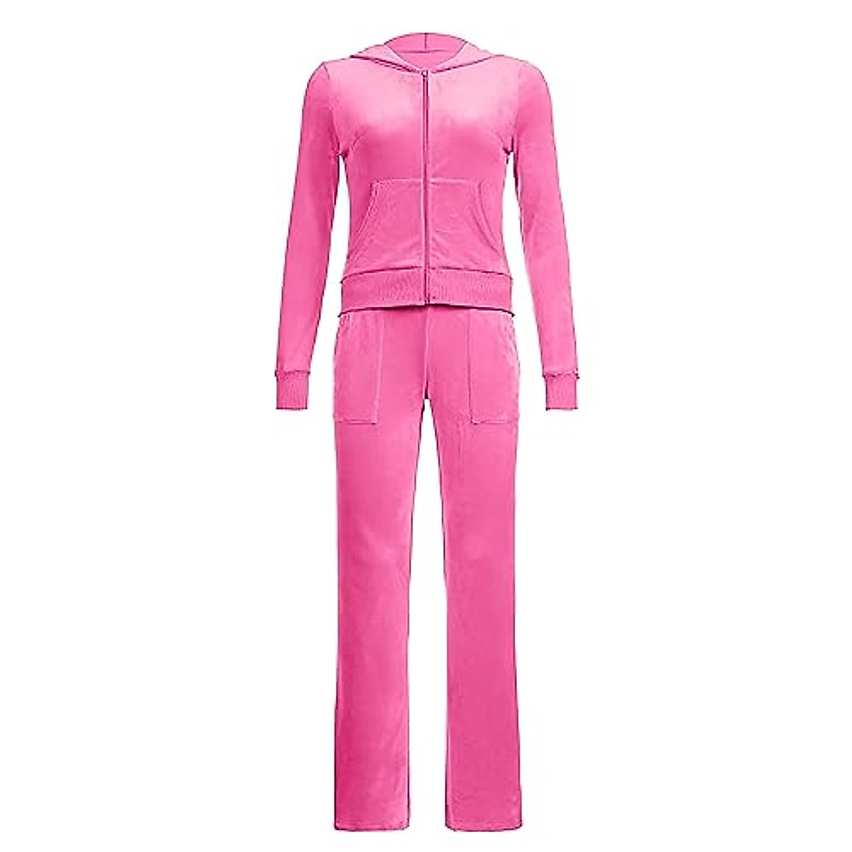 plus size 2 piece outfits for women Lounge Sets for Women Zip Up Casual 2 Piece Pant Sets Long Sleeve Hooded Sweatshirts Comfy Velvet Fashion Outfits Pink XL
