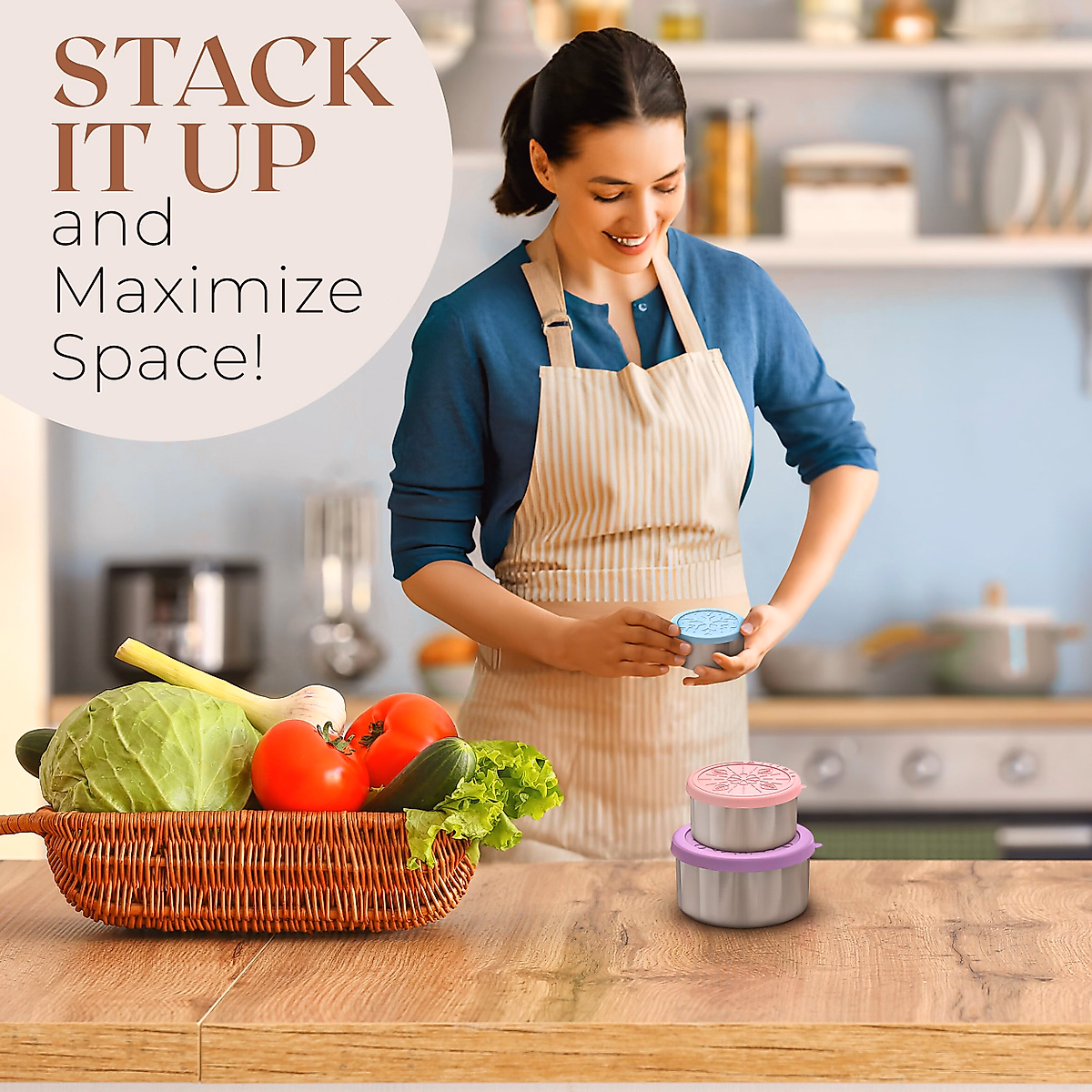 Stainless Steel Containers with Lids Set of 3 Food Grade Stainless Steel Food Containers with Silicone Lids