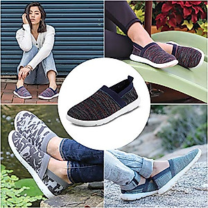 isotoner Women's Lightweight and Breathable Elastic Knit Slip-On Shoe Slipper, Dark Blue, 9